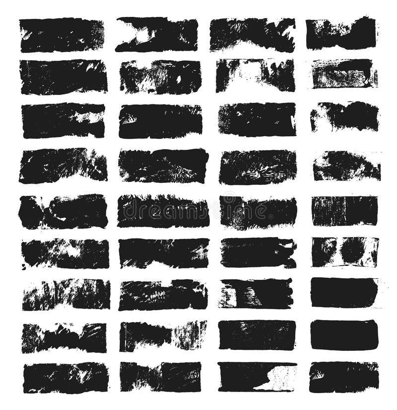 Big Set of Rectangular Text Box. Grunge Paint Stripe. Vector Brush ...