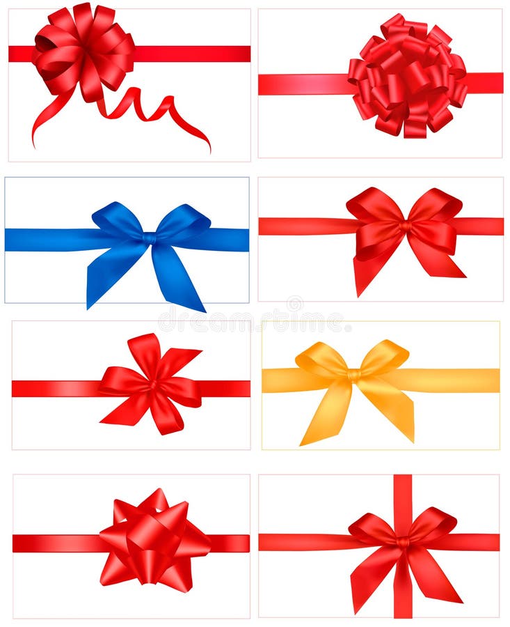 Big Set of Red Gift Bows with Ribbons. Stock Vector - Illustration of ...