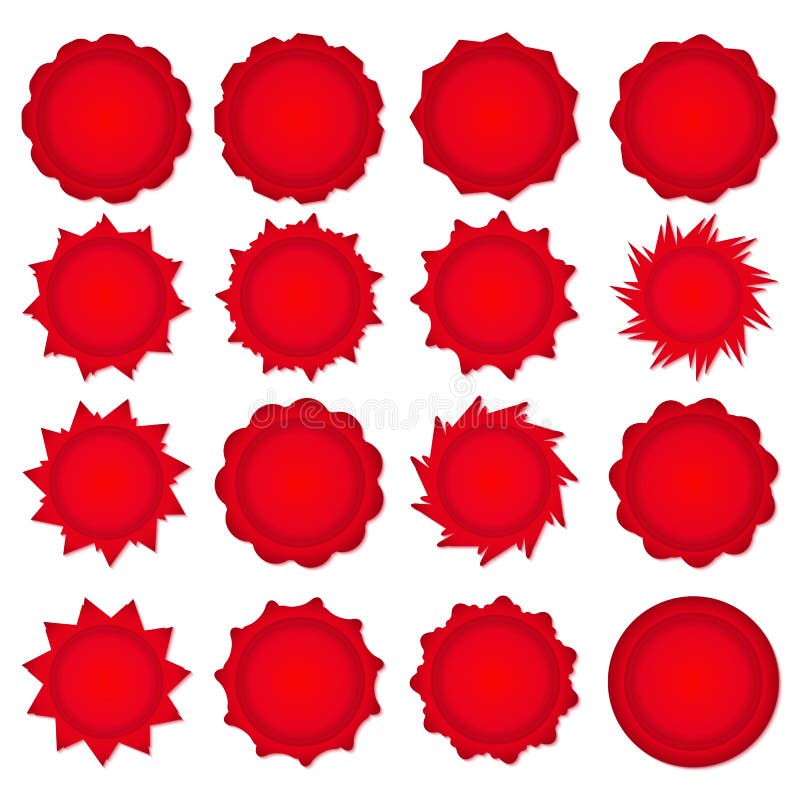 Big Set of Red Promotional Stickers Stock Vector - Illustration of ...