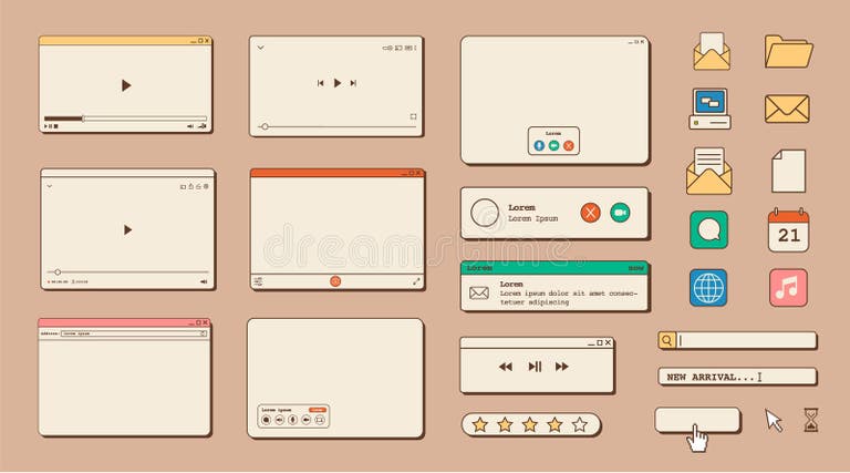 Big Set of Retro Vaporwave Desktop Browser and Dialog Window Templates ...