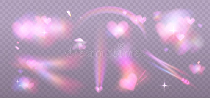 Big Set of Romantic Lens, Crystal Pink Light and Flare Transparent ...