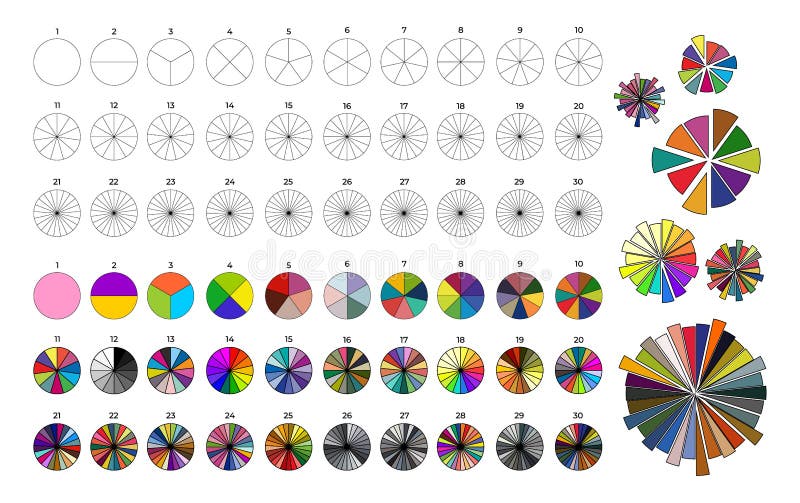 Set of Segmented Circles. Various Number of Sectors Divide the Circle ...