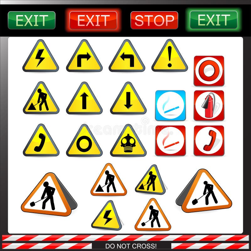 Big set of shiny signs stock vector. Illustration of emergency - 8634303