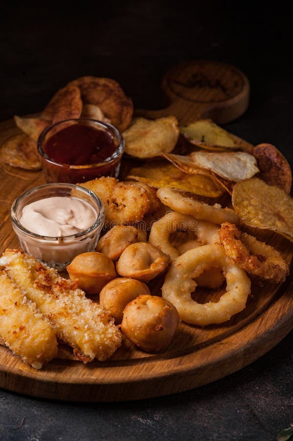 A Big Set of Snacks for Beer Stock Photo - Image of pork, background ...
