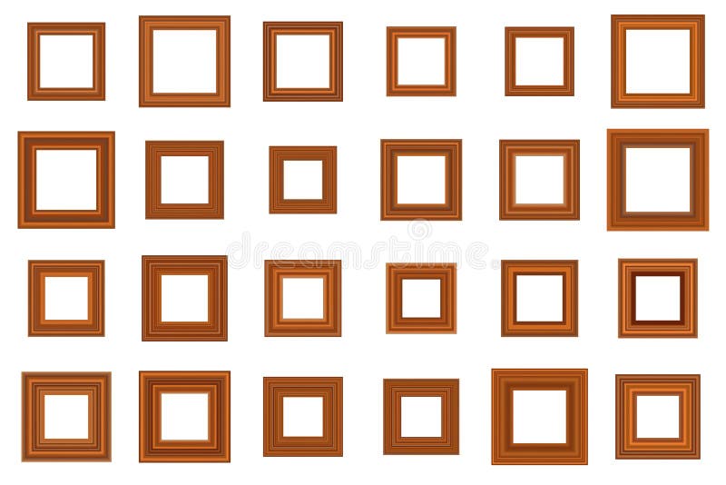 Big Set of Squared Vintage Wooden Frame for Your Design. Vintage Cover ...