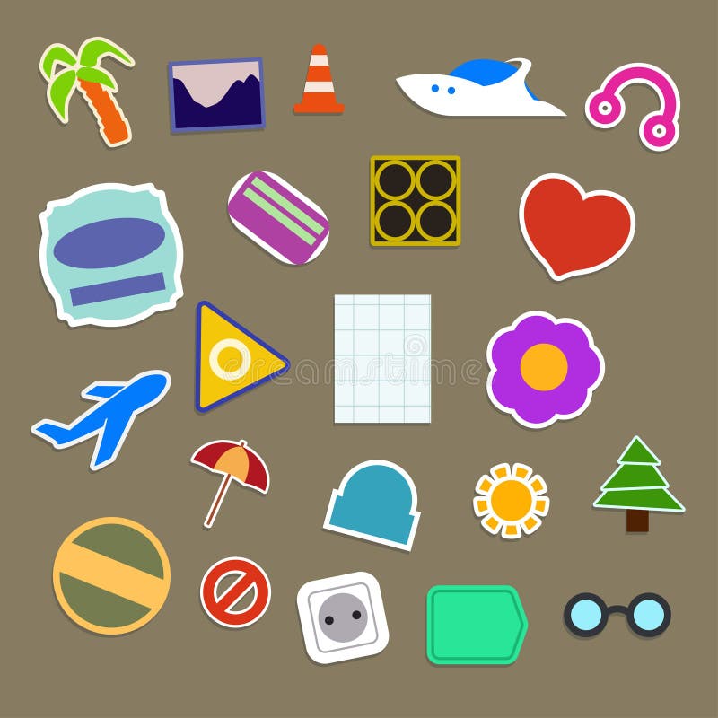 Big set of stickers stock vector. Illustration of graphic - 87315593