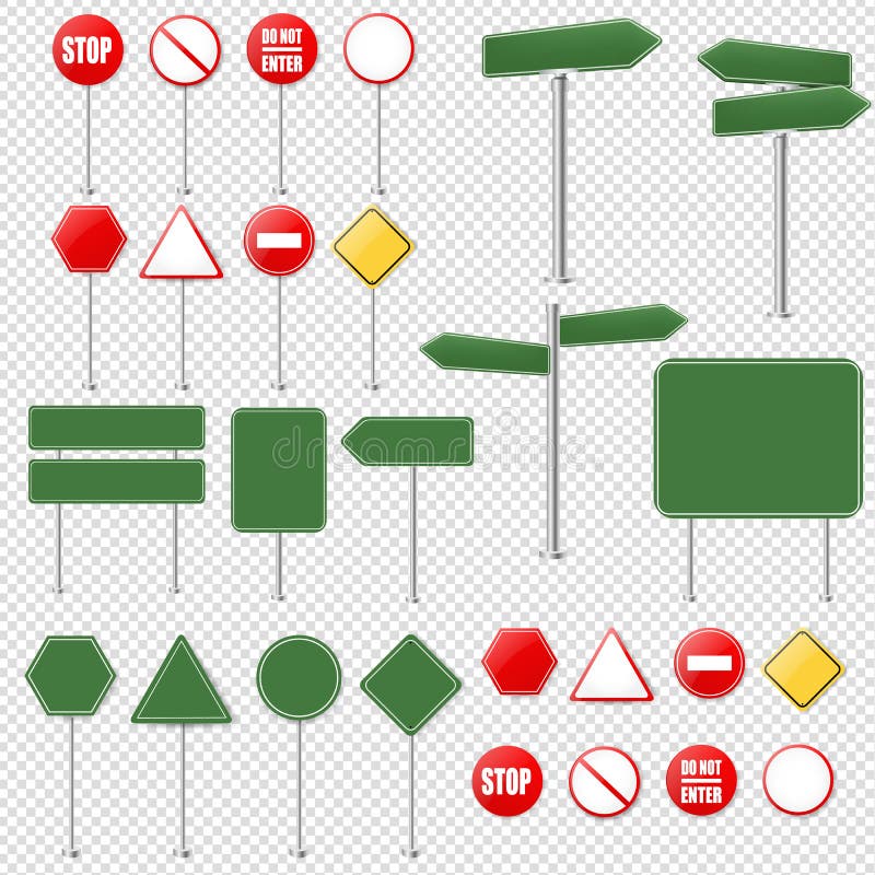 Big Set Stop Signs and Traffic Sign Collection Transparent Background ...