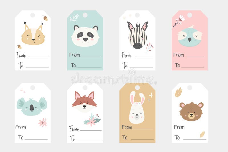 Big Set of Tags and Labels with Hand Drawn Animals. Stock Vector ...