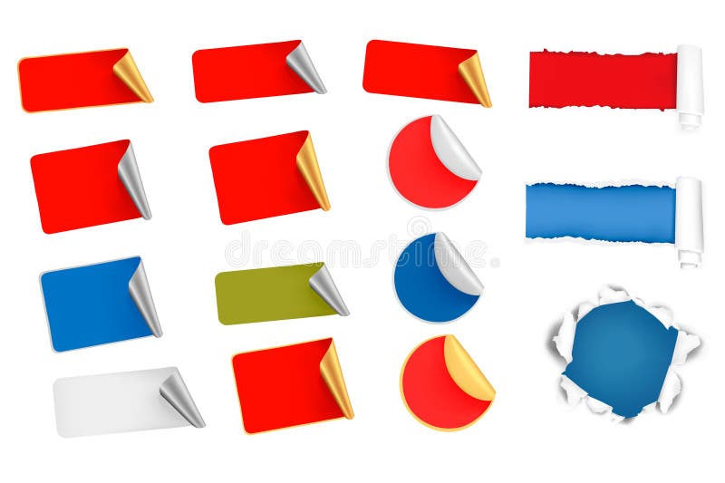 Big Set of Tags, Labels and Ripped Papers. Stock Vector - Illustration ...
