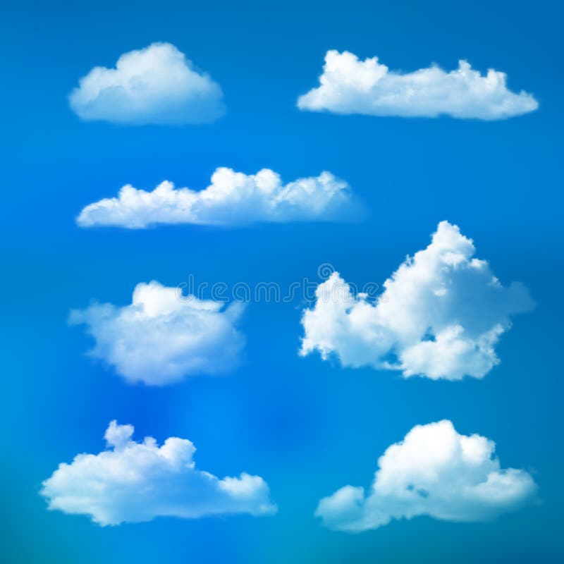 Big Set of Transparent Clouds. Realistic Design Elements. Stock Vector ...