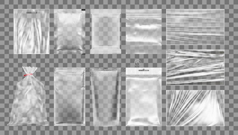 Big Set of Transparent Empty Plastic Packaging Stock Illustration ...