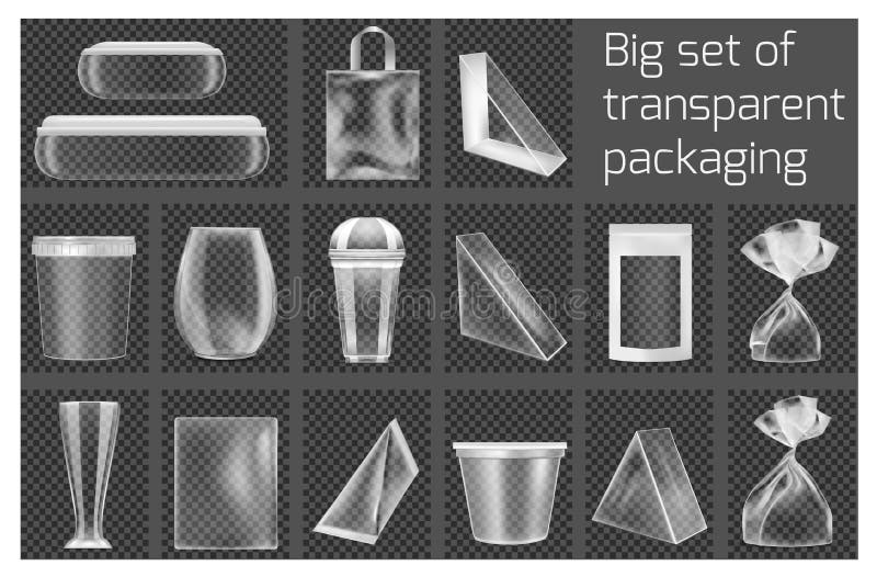 Big Set of Transparent Packaging Stock Vector - Illustration of ...