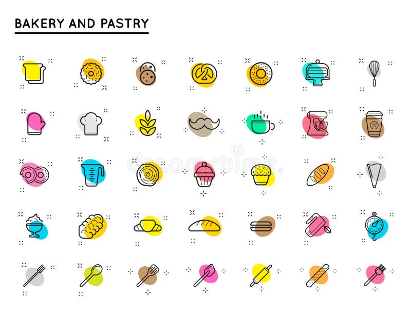 Big Set of Vector Bakery and Pastry Elements Stock Vector ...