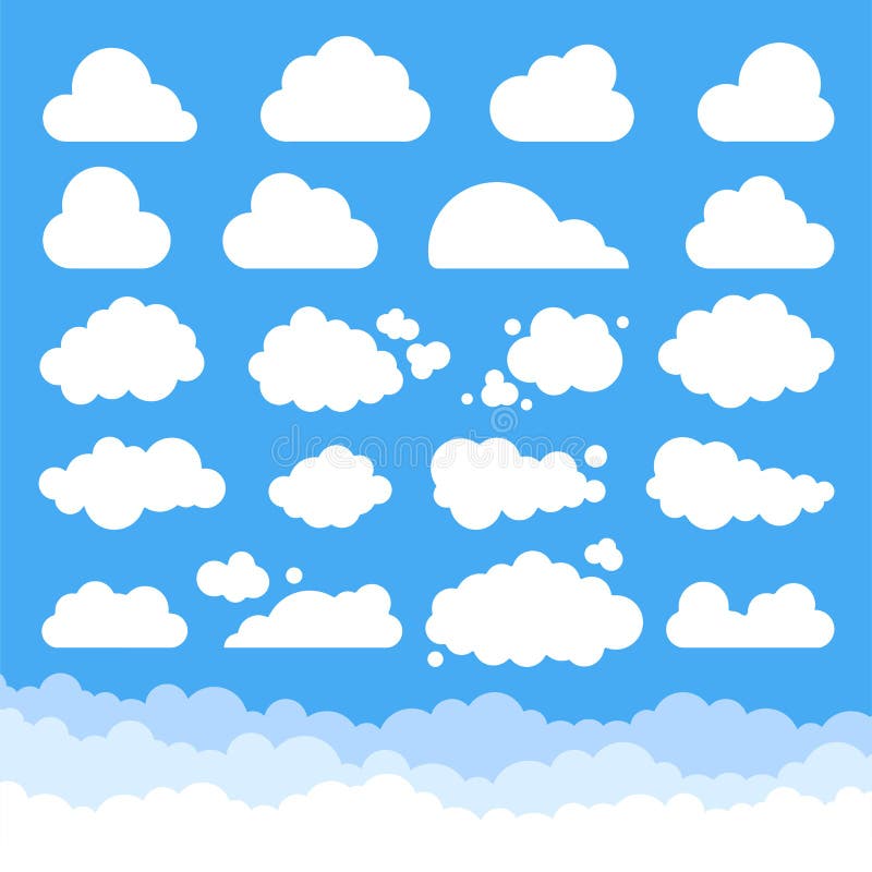 Big Set of Vector Cartoon Clouds. Stock Vector - Illustration of ...