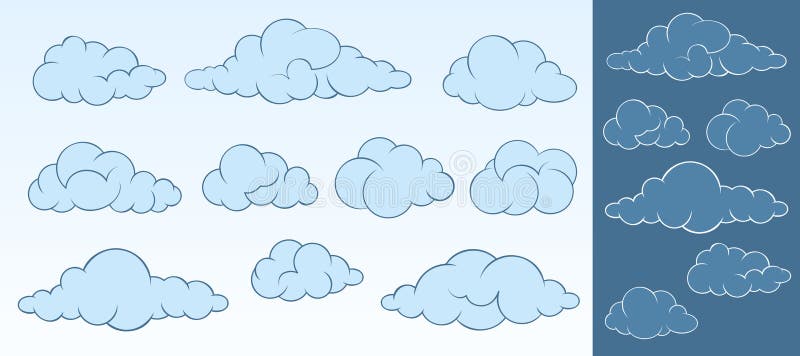 Set of cartoon clouds stock vector. Illustration of meteorology - 116461292