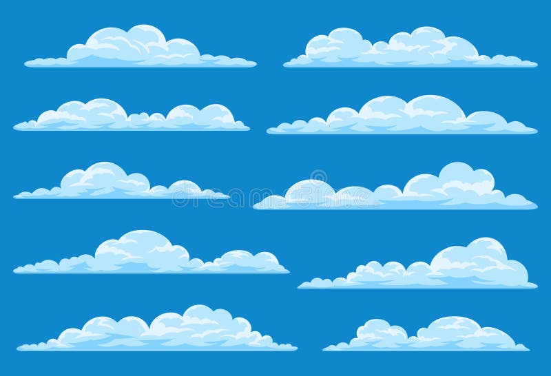 Set of cartoon clouds stock vector. Illustration of flat - 149655796