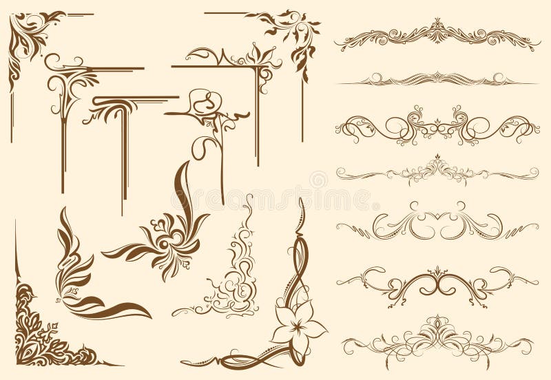 Big Set of Vector Corners and Dividers for Text. Collection of Elegant ...