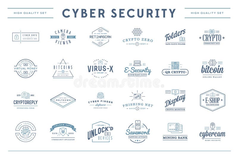 Big Set of Vector Cyber Security Identity Badges and Signs Stock Vector ...