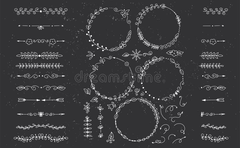Big Set of Vector Decorative Hand Drawn Design Elements for Menus ...