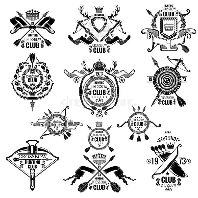 Big Set of Vector Emblems for Bow Tem, Crossbow Club and Hunting ...