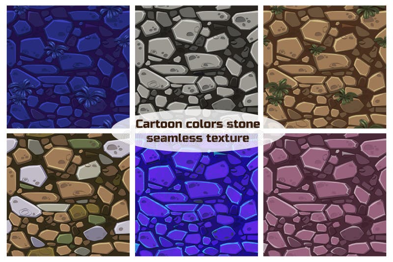 Big Set View Seamless Background Texture Color Stones. Illustration for ...