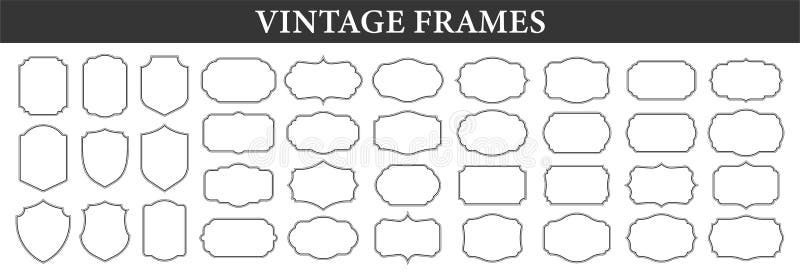 Big Set of Vintage Ornamental Frames. Vintage Labels. Sticker. Retro ...