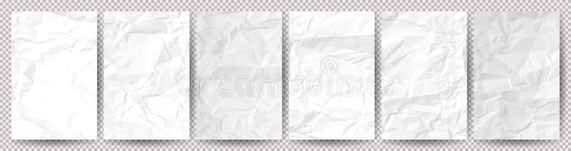 Big Set of White Ñ lean Crumpled Papers Stock Vector - Illustration of ...