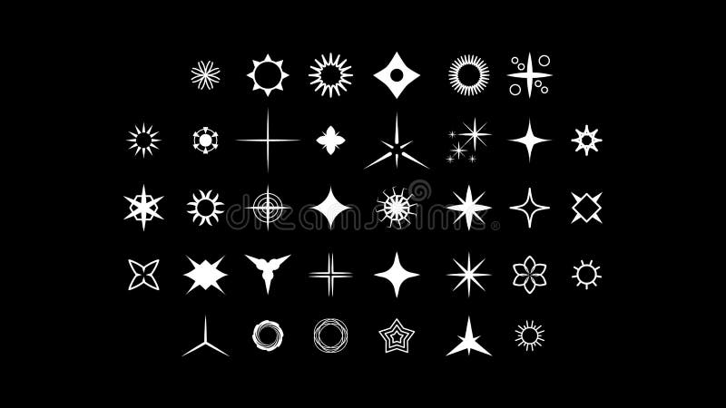 Big Set White Collection Star Icons Sparkles Vector Symbols Shine ...