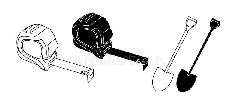 Big Set of Working Tools Icon (Thin Line Version) Stock Illustration ...