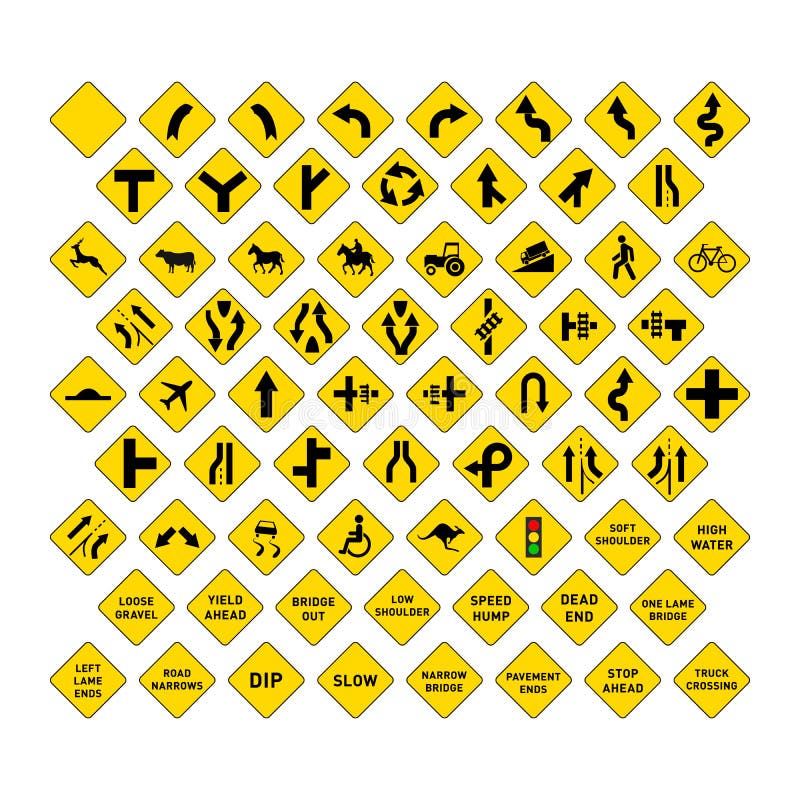 Yellow American Road Signs stock vector. Illustration of america - 11273852