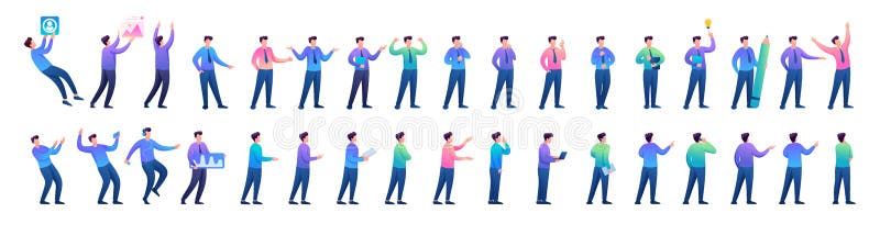 Big Set of Young Men for Creating Illustrations and Landing Pages. 2D ...