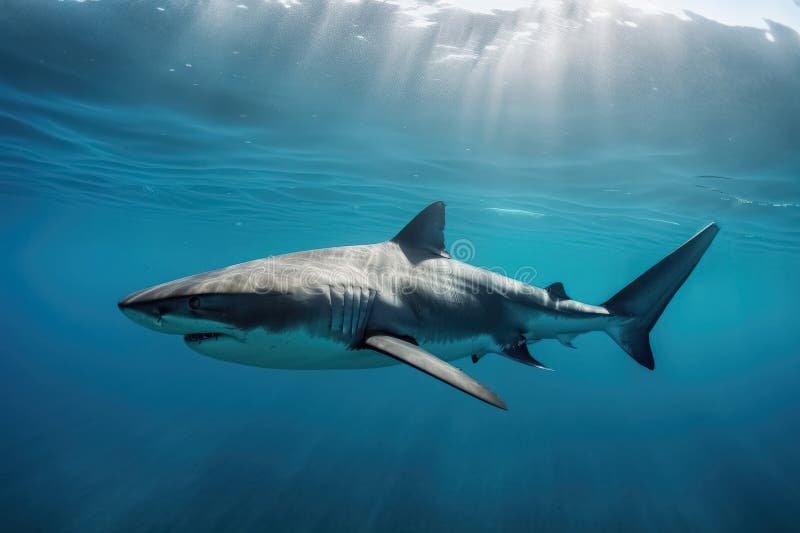 A Big Shark in the Shallow Water of the Ocean Created with Generative ...