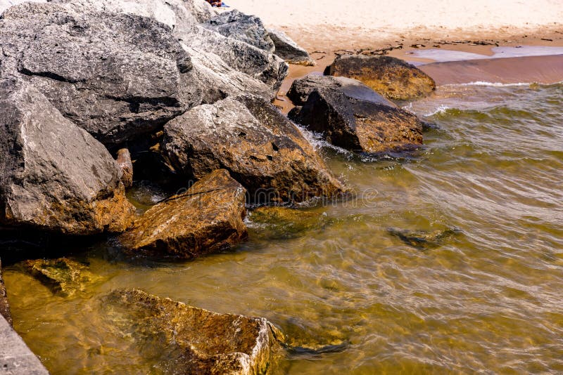 Big Sharp Rocks at the Seashore in the Beach Stock Photo - Image of ...