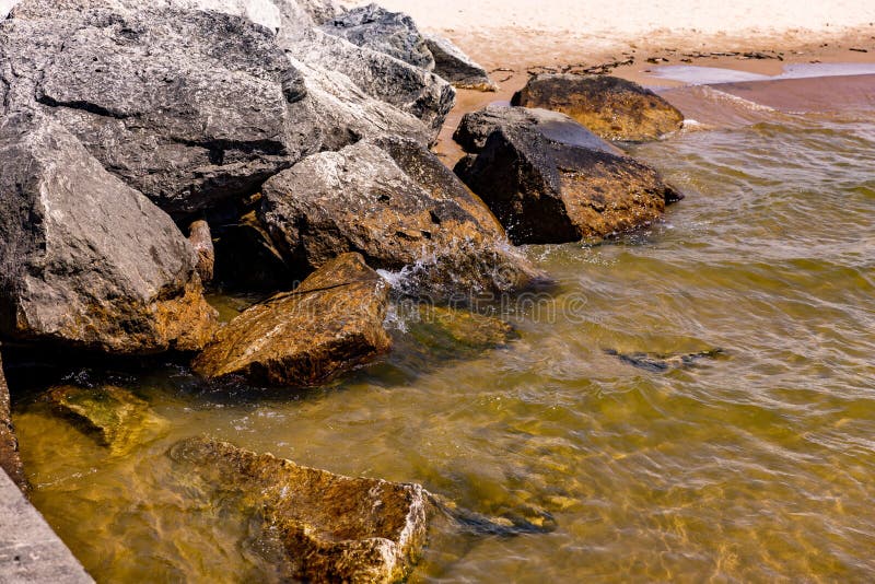 Big Sharp Rocks at the Seashore in the Beach Stock Image - Image of ...