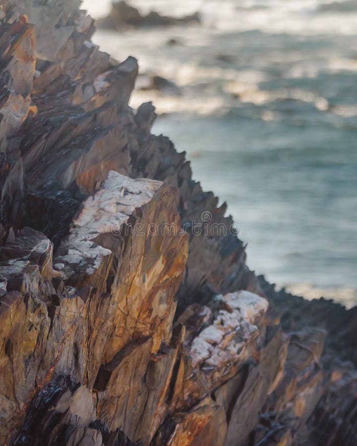 Big Sharp Stone on the Beach Stock Image - Image of orange, alentejo ...