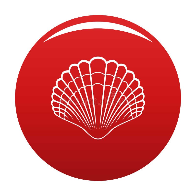 Big shell icon vector red stock vector. Illustration of aquatic - 154496701