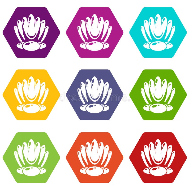 Big Shell Icons Set 9 Vector Stock Vector - Illustration of snail ...