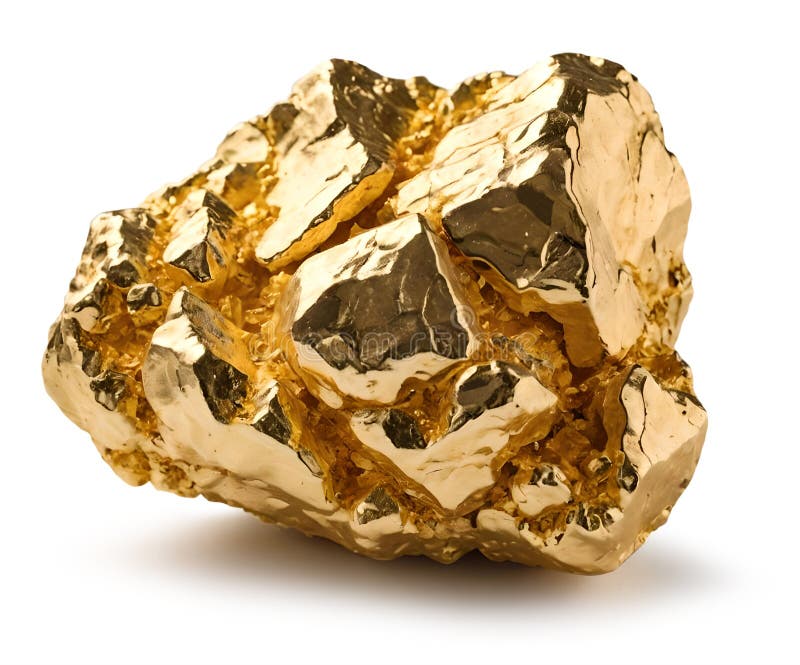 Big Shiny Gold Nugget Isolated on White Background Stock Illustration ...