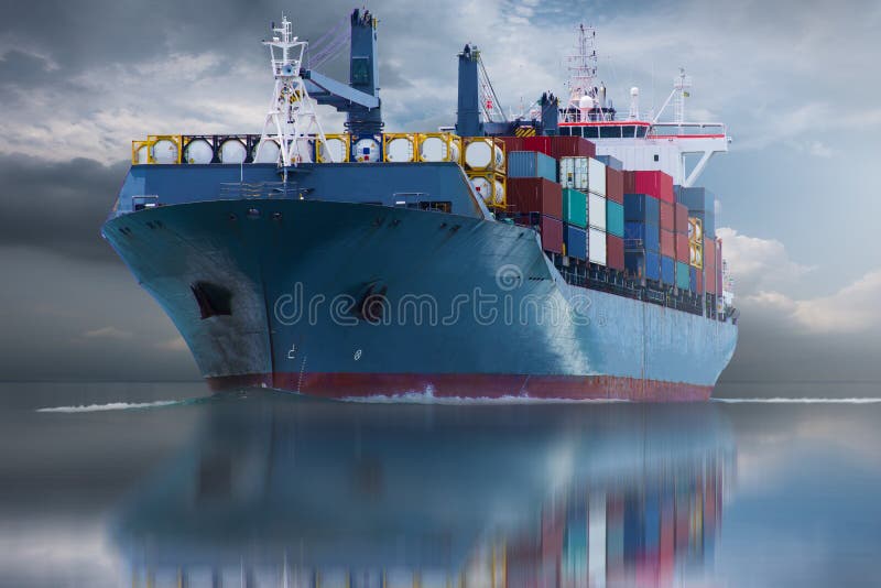 Big Ship with Container Delivery Goods Import Export Stock Image ...