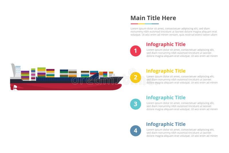 Big Ship Container Infographics Template with 4 Points of Free Space ...