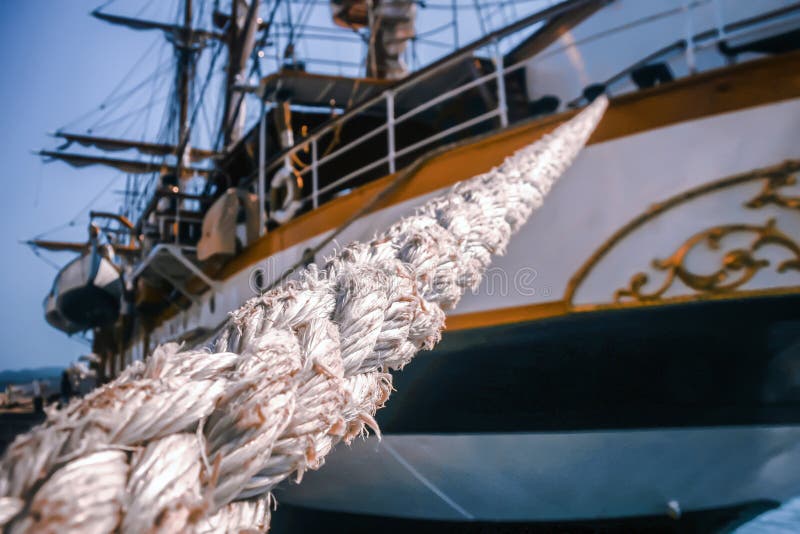 Big Ship in Harbour Tethered with a Rope Stock Photo - Image of cruise ...