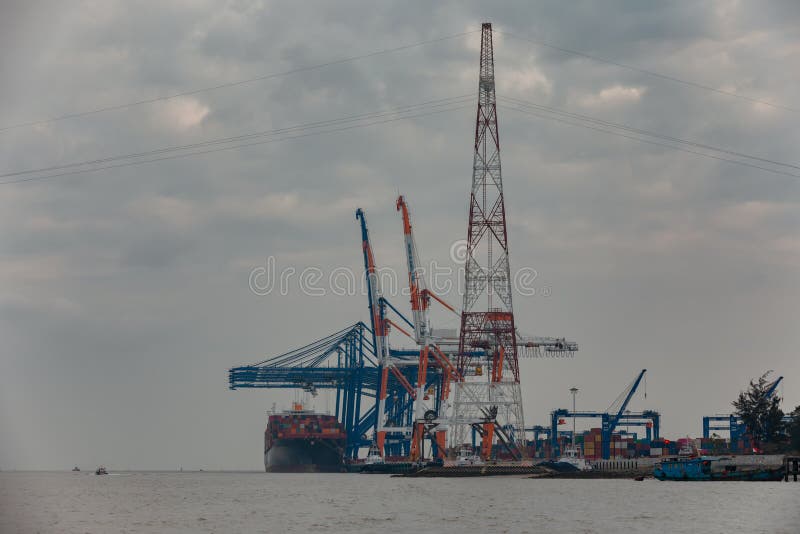 Big Ship is Loading Containers by Port Cranes in Haiphong Container ...