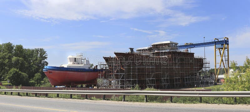 Big Ship Under Construction at Shipyard Stock Image - Image of ...