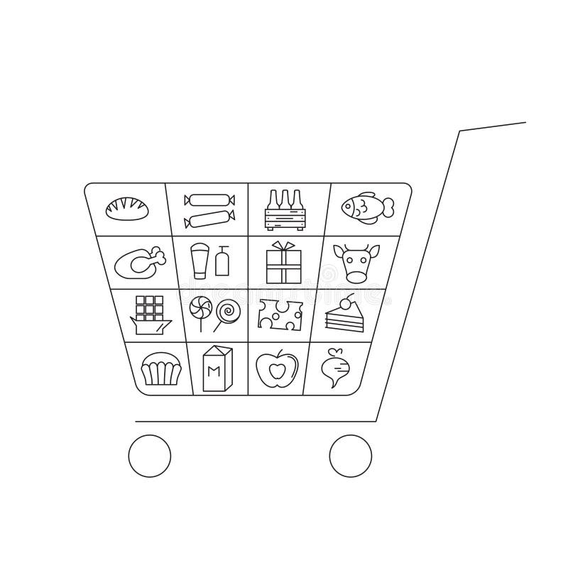Shop Wheel Cart Icon Set, Simple Style Stock Vector - Illustration of ...