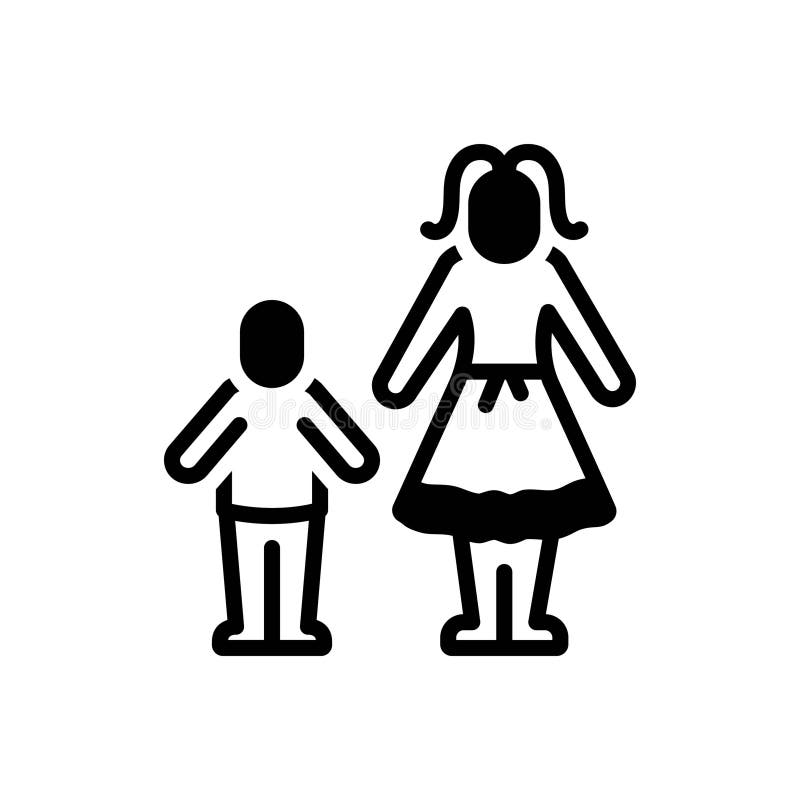 Black Solid Icon for Big Sister, Sister and Family Stock Vector ...
