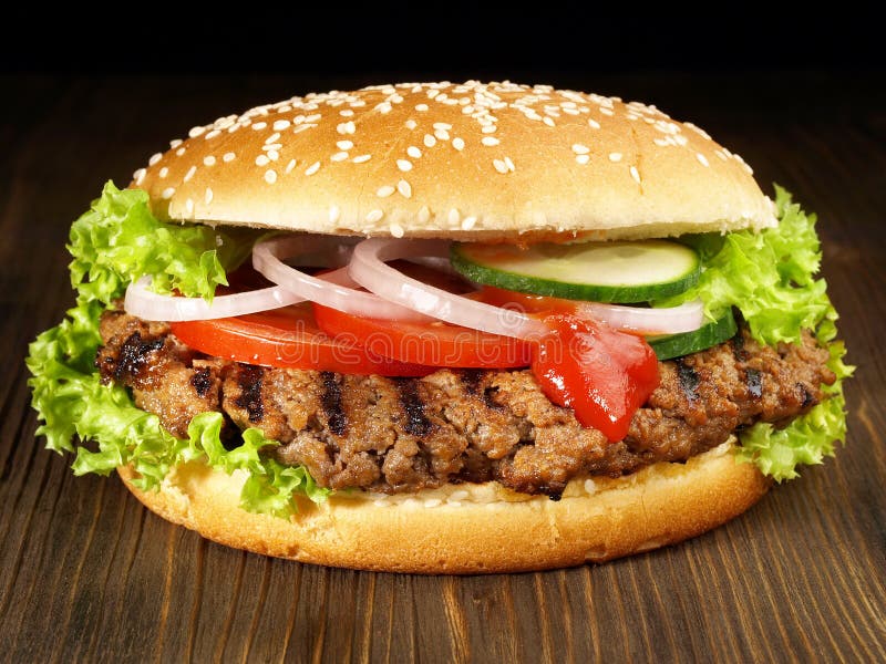 Big Size Hamburger - Fast Food Stock Image - Image of ingredient, food ...