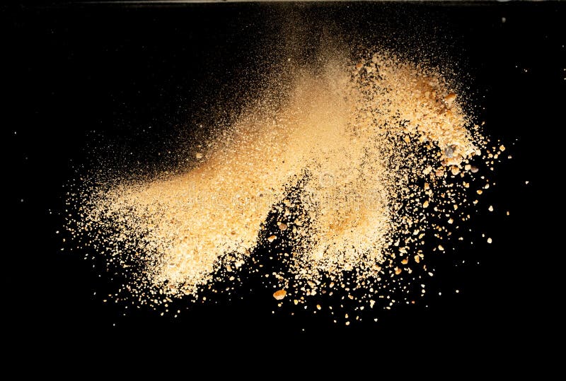 Big Size Sand Flying Explosion, Golden Grain Wave Explode. Abstract ...