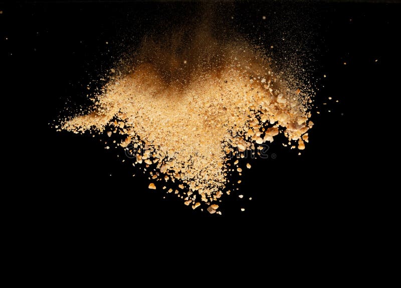 Big Size Sand Flying Explosion, Golden Grain Wave Explode. Abstract ...