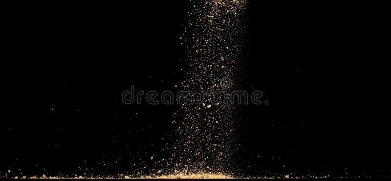 Big Size Sand Flying Explosion, Golden Grain Wave Explode. Abstract ...