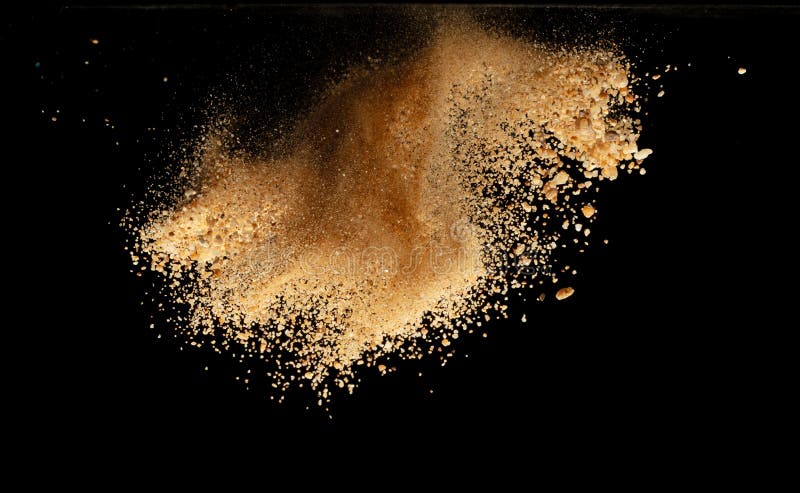 Big Size Sand Flying Explosion, Golden Grain Wave Explode. Abstract ...